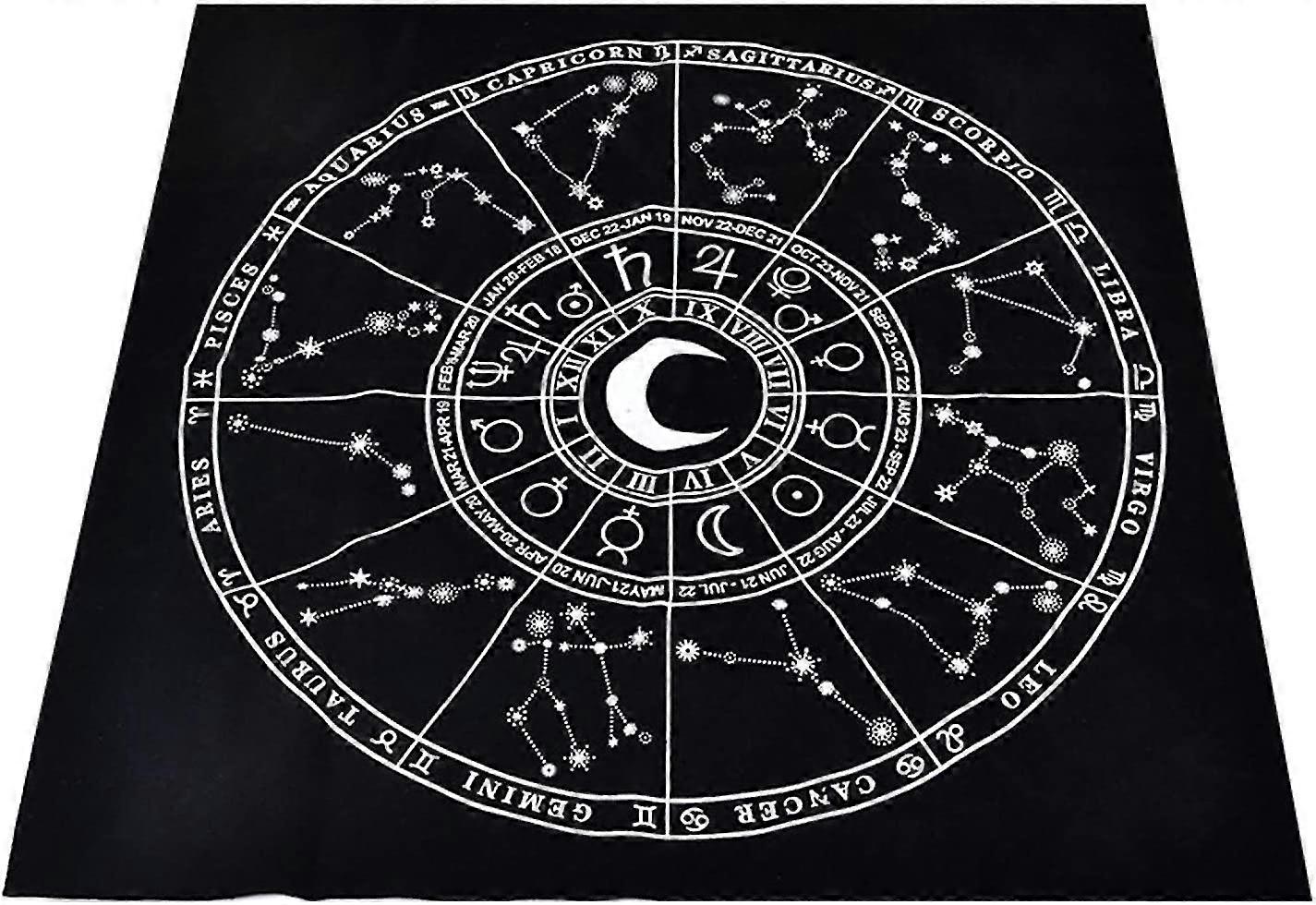 2pcs Tarot Tablecloth, Tarot Cloth, Pentacle Tarot Table Cloth Black ...