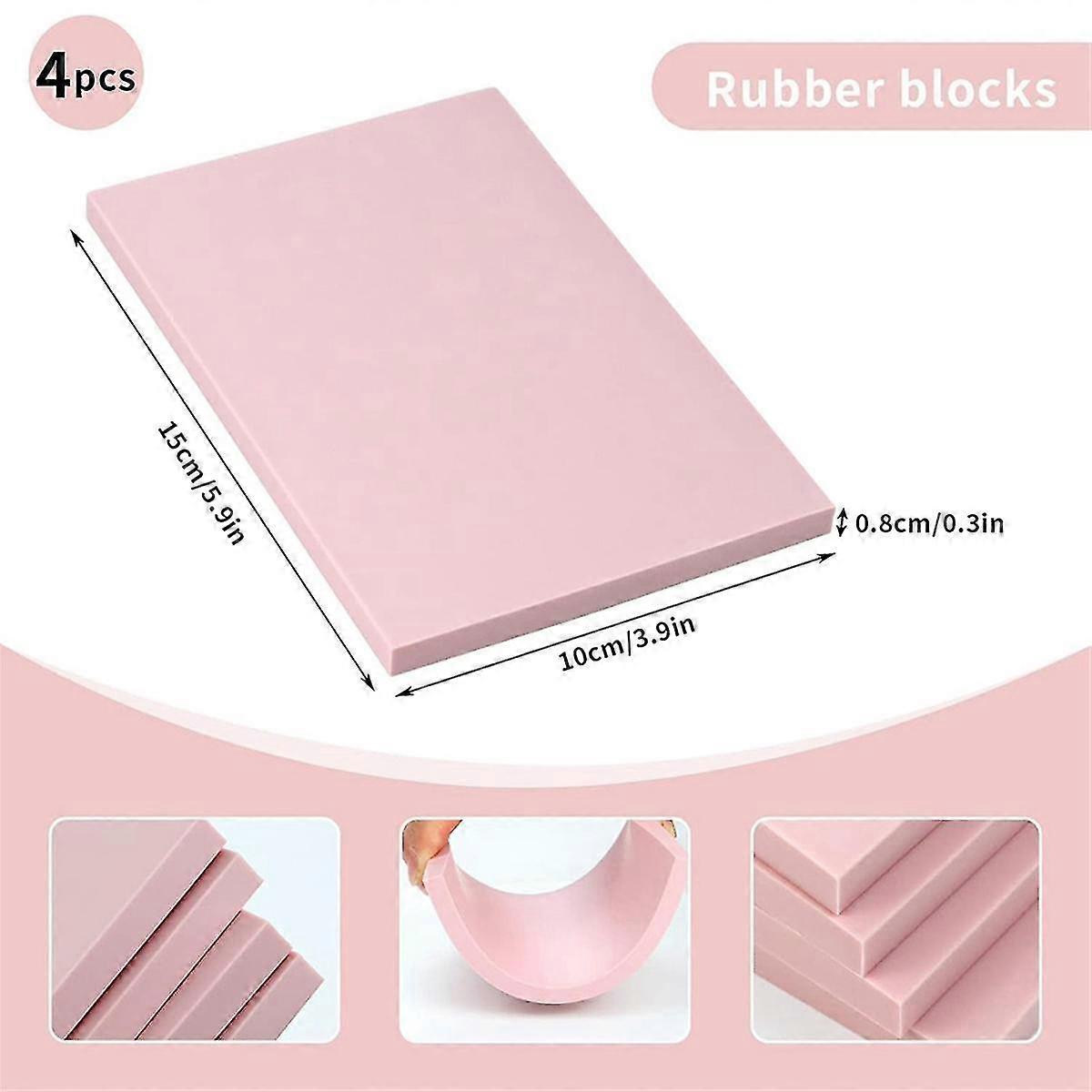 4 Pack Rubber Block Stamp Carving Blocks with Cutter Tools and Rubber ...