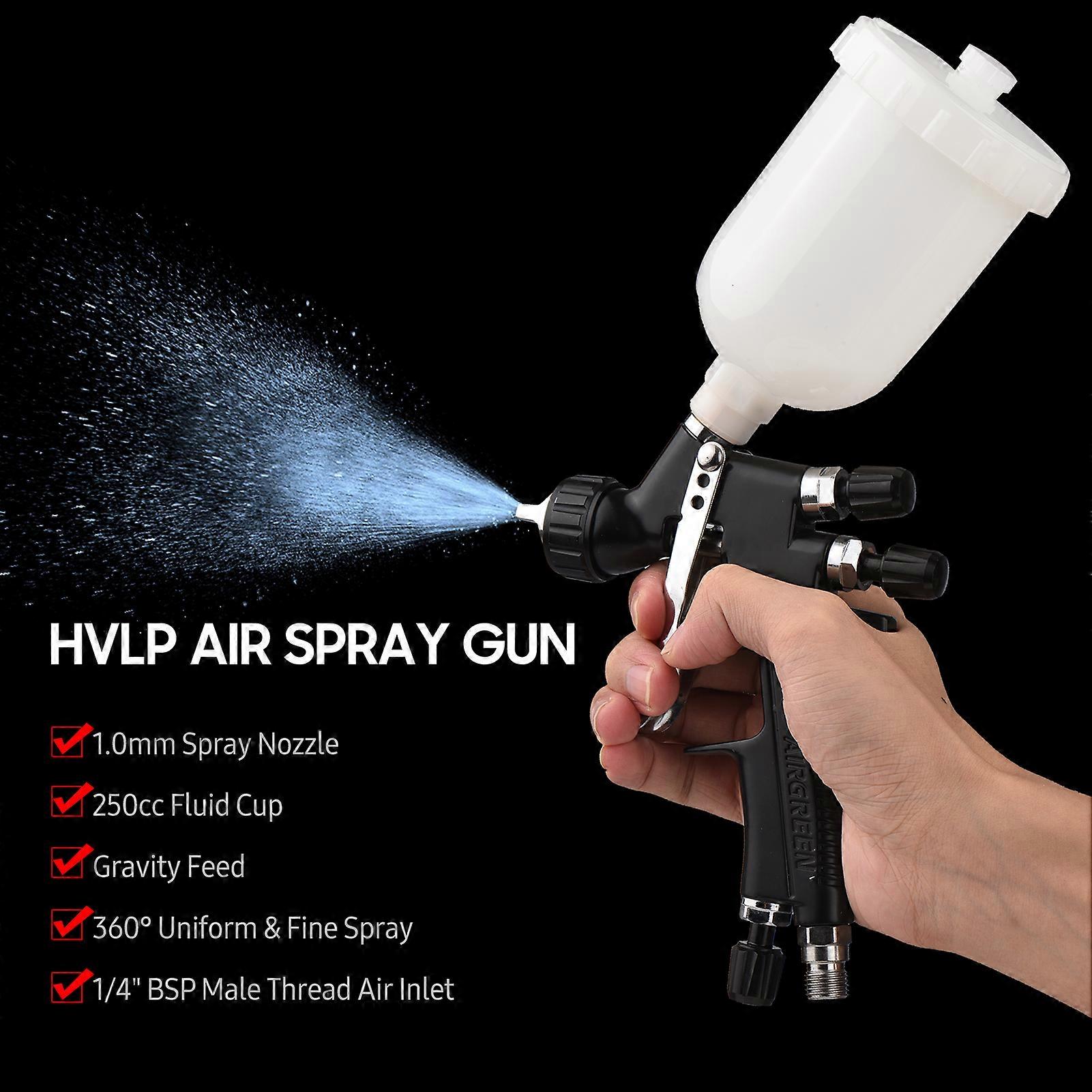 HVLP 1.0mm Air Spray Gun Kit 250cc Fluid Cup Gravity Feed Air Paint ...
