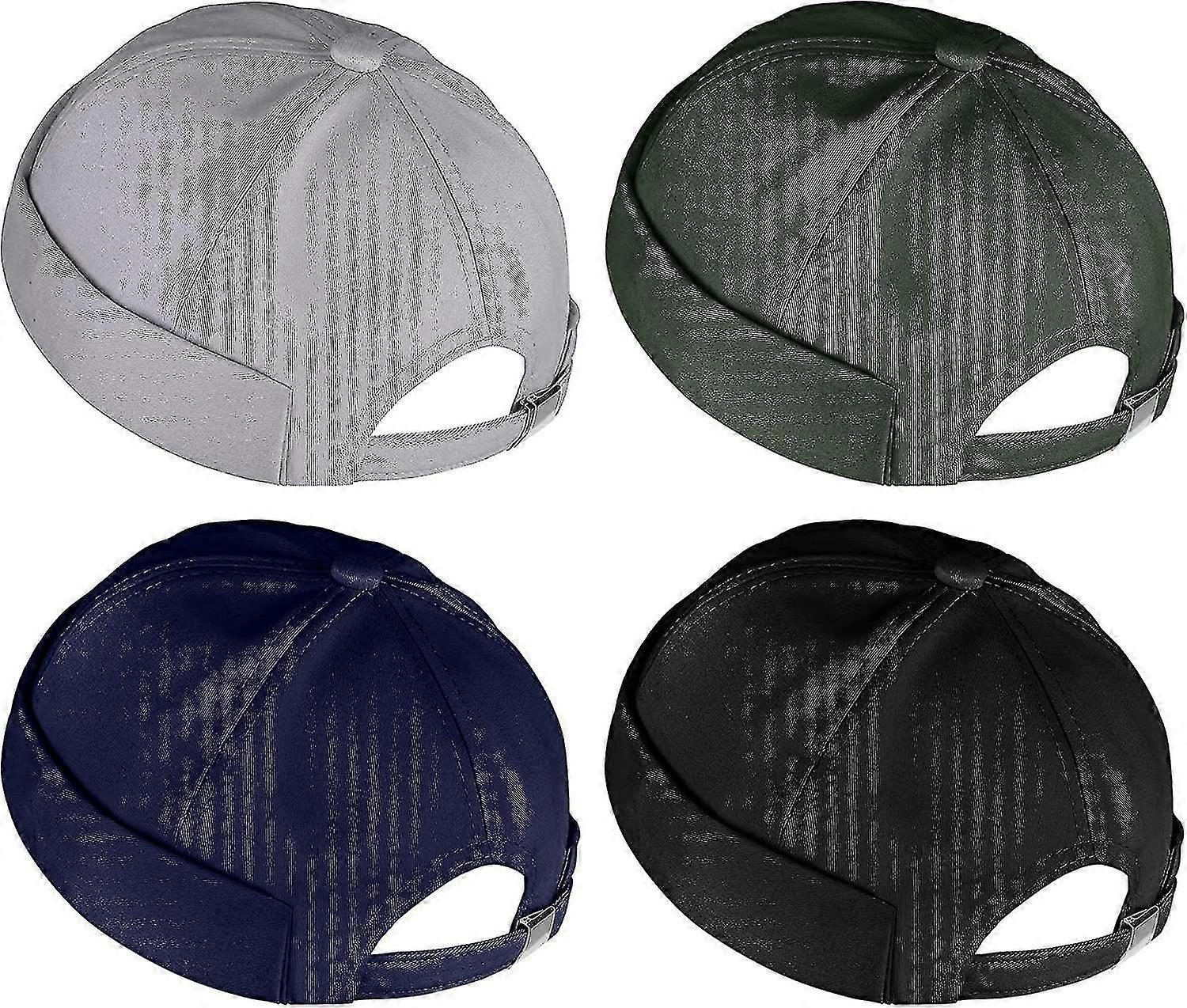 4 Pieces Brimless Hat Docker Cap Retro Cotton No Brim Hat Adjustable ...