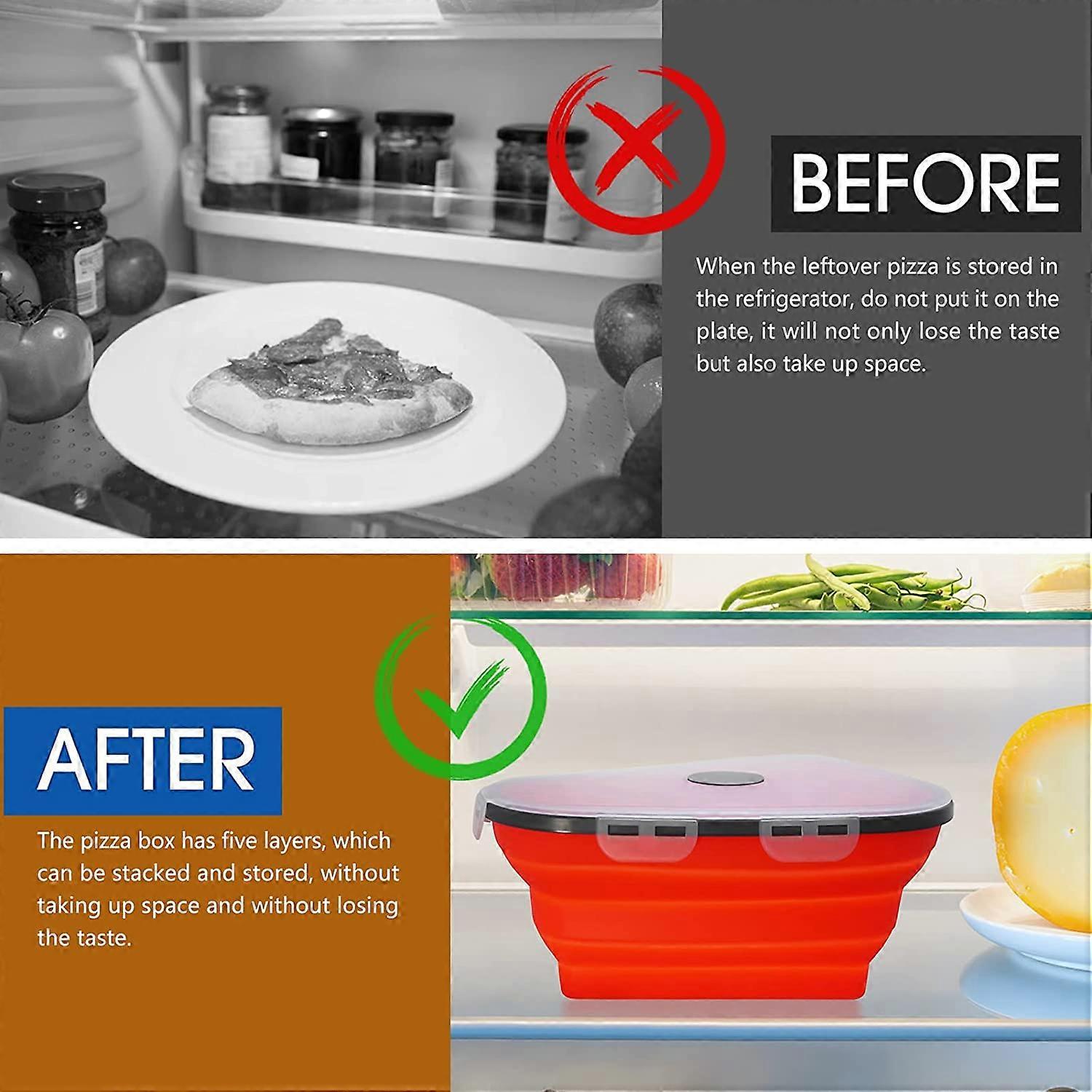 Pizza Storage Container Collapsible Leftover Pizza Box Pack with 5 ...