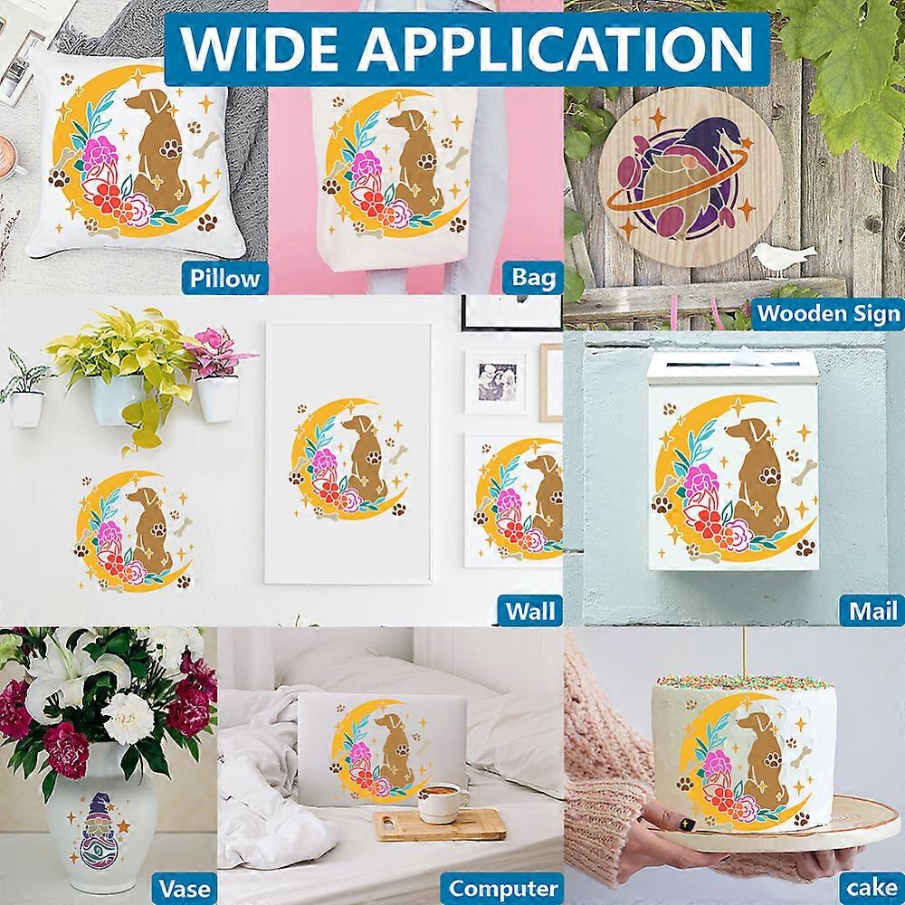 Dog Moon Stencil 11.811.8inch Large Floral Dog Paw Print Moon Star ...