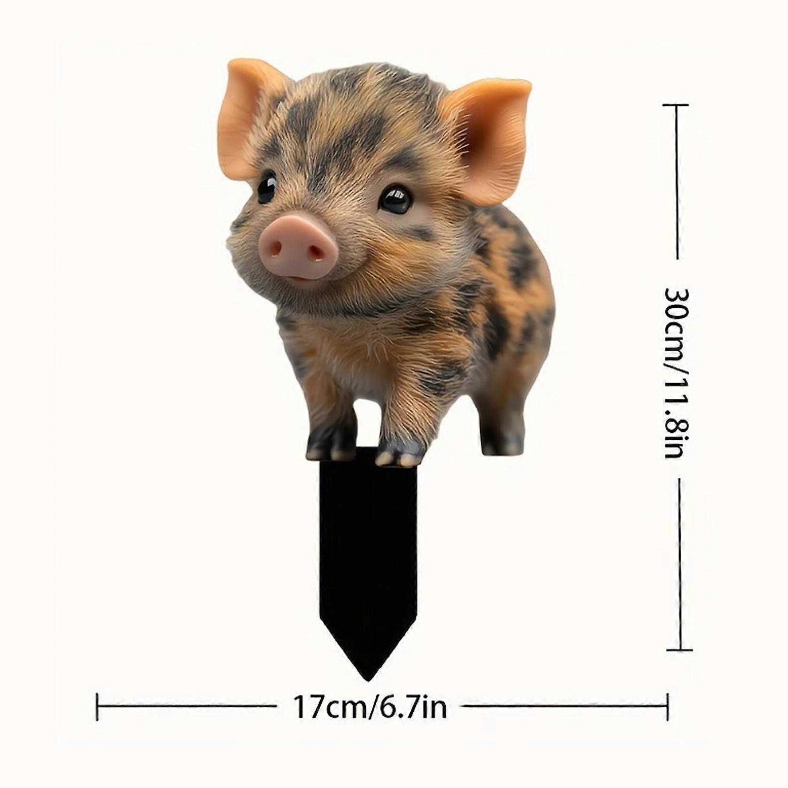Acrylic Garden Pig Stake Ornament 2D Decorative Stake for Patio Yard ...