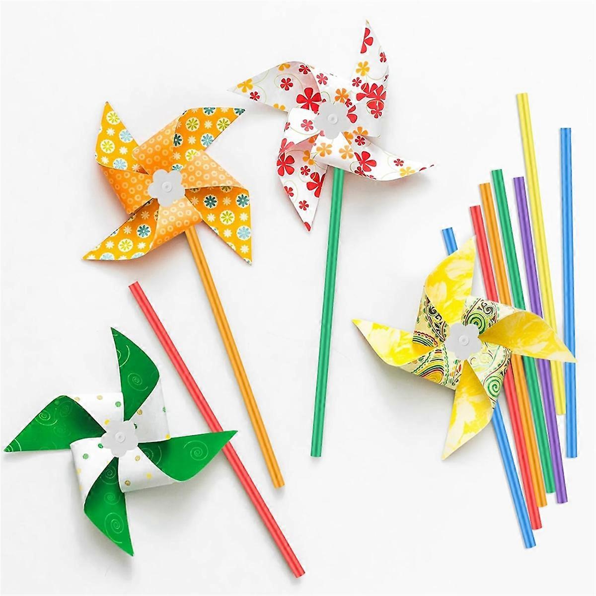 48 Pcs DIY Pinwheels Craft White Blank Paper Pinwheels Color Your Own ...