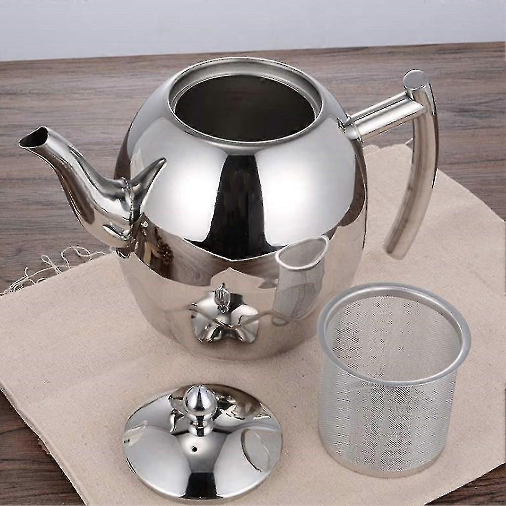 Stainless Steel Teapot 2L with Tea Strainer & Infuser - Durable ...