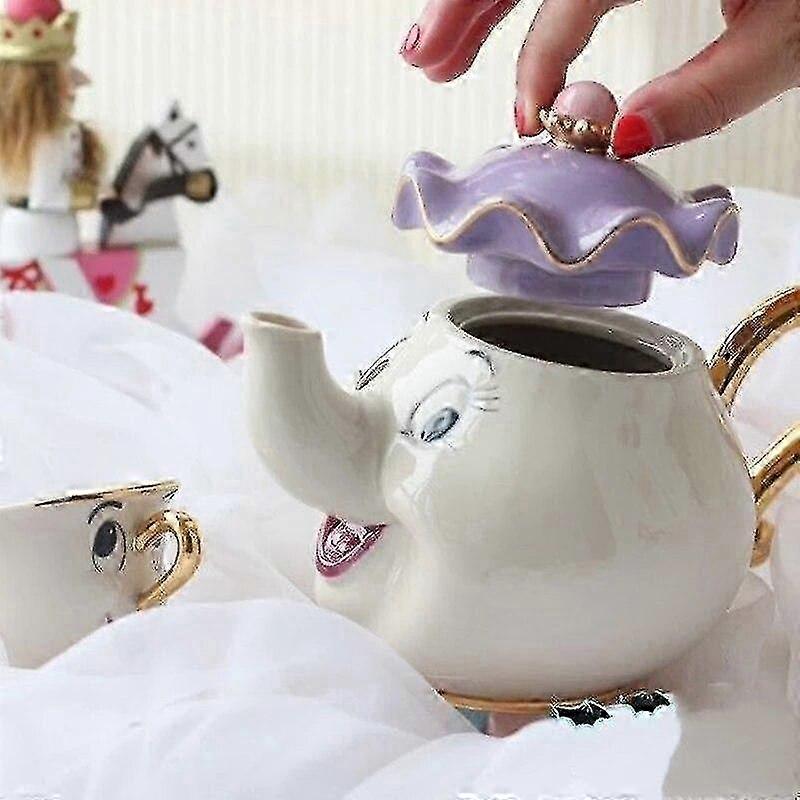 Cartoon Beauty And The Beast Teapot Mug Mrs Potts Chip Tea Pot Cup One ...