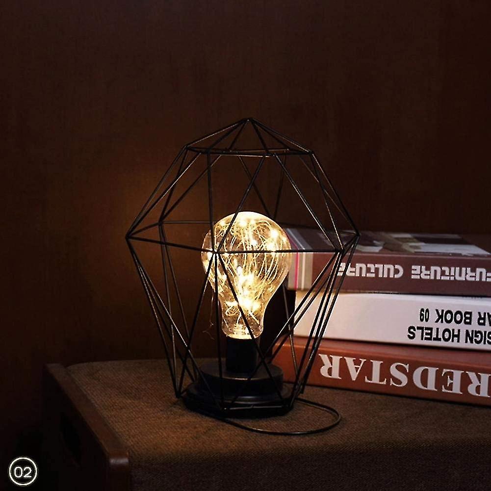 Metal Table Lamp, Diamond Shape Bedside Lamp Floor Lamp, Battery ...