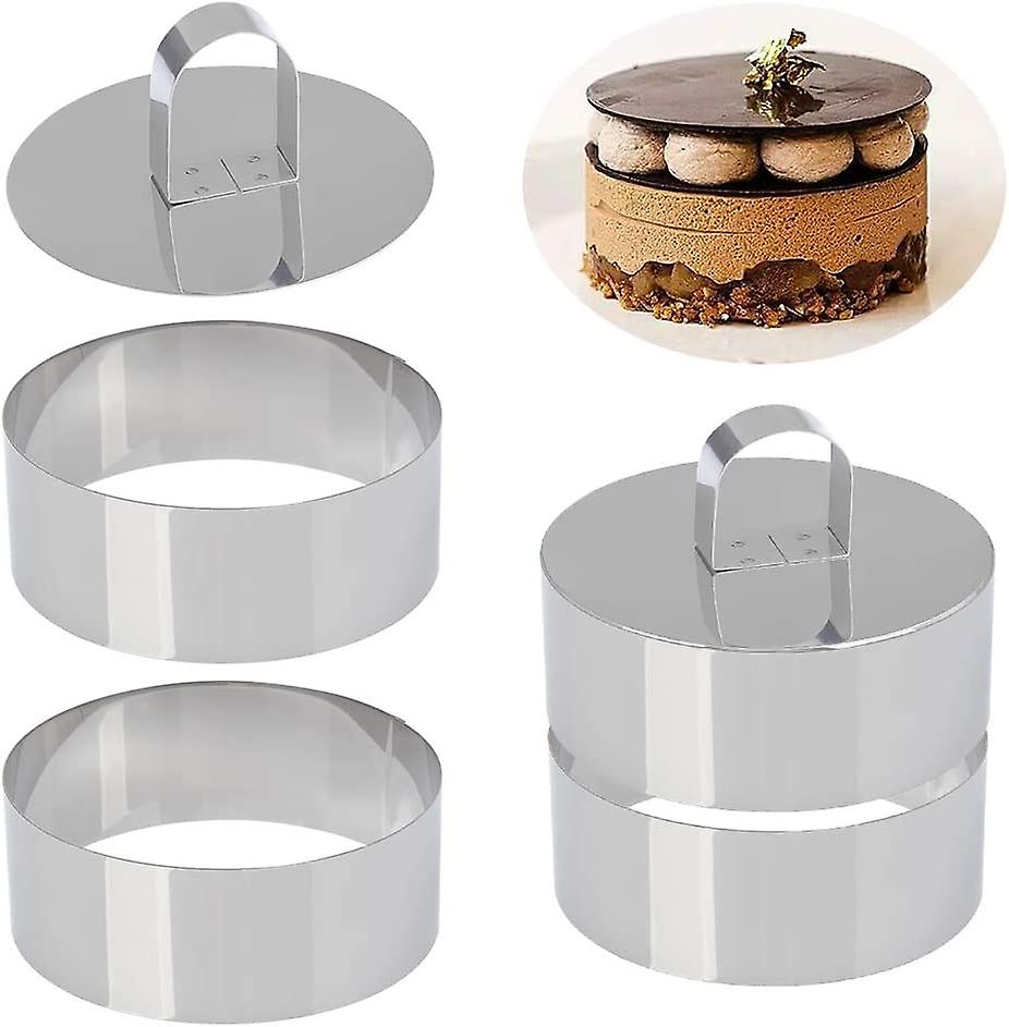 Set Of 4 - Round Stainless Steel Small Cake Rings, Mousse And Pastry ...