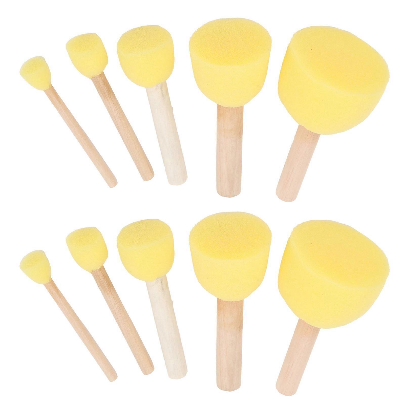 20pcs Sponge Brush Set DIY Round Yellow Mushroom Stick Painting Tools ...