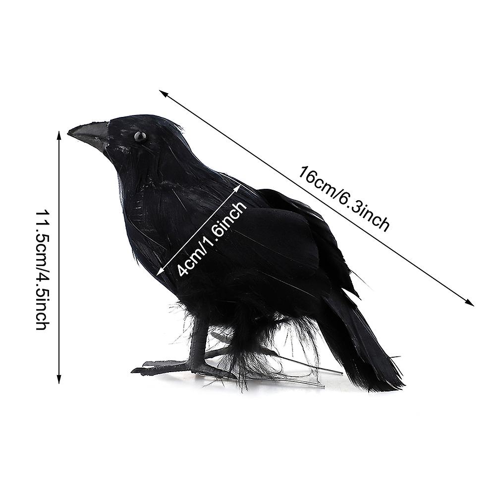 3Pcs Handmade Black Feathered Realistic Raven Scary Halloween Prop ...