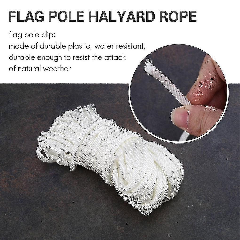 50 Feet x 1/4inch Flag Pole Halyard Rope - with 4 Pieces Flag Pole Hook ...