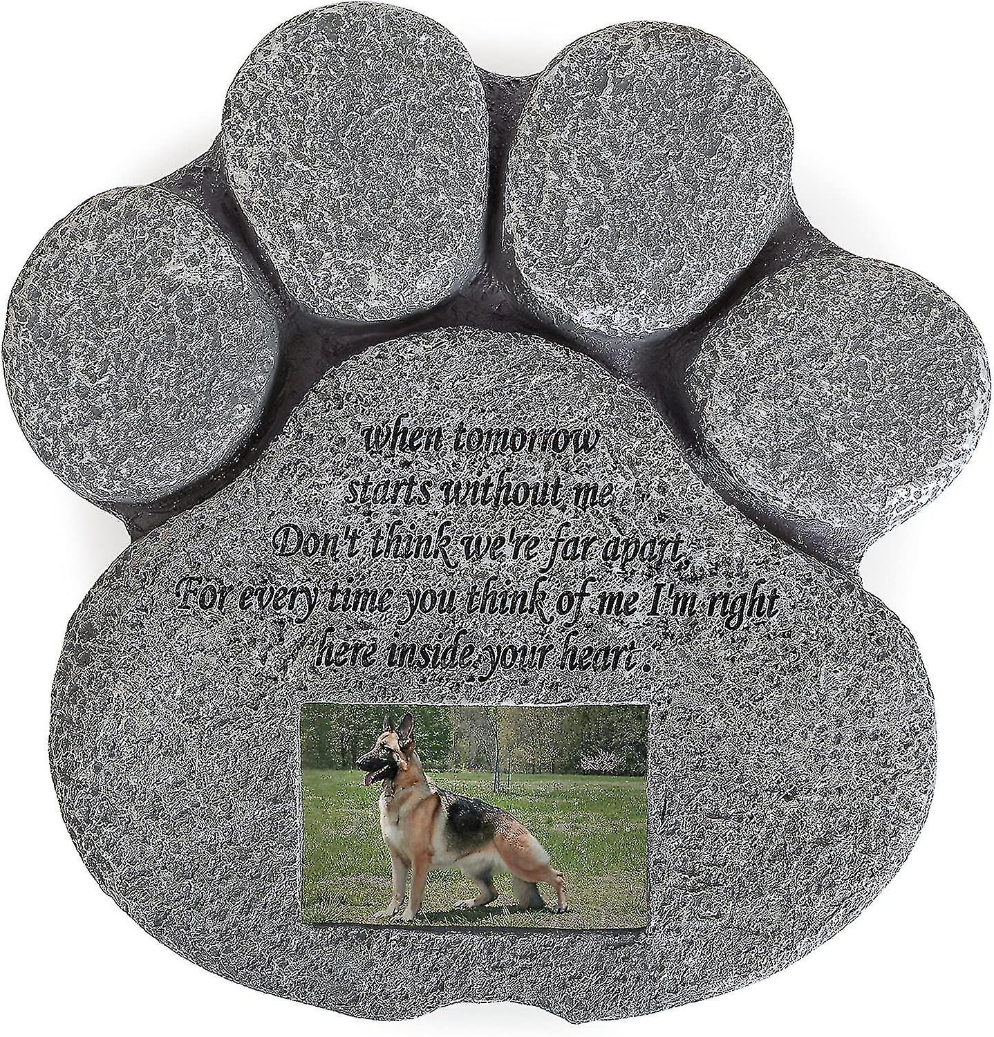 Pet Memorial Stone For Cats And Dogs Paw Shaped Headstone With Loss ...