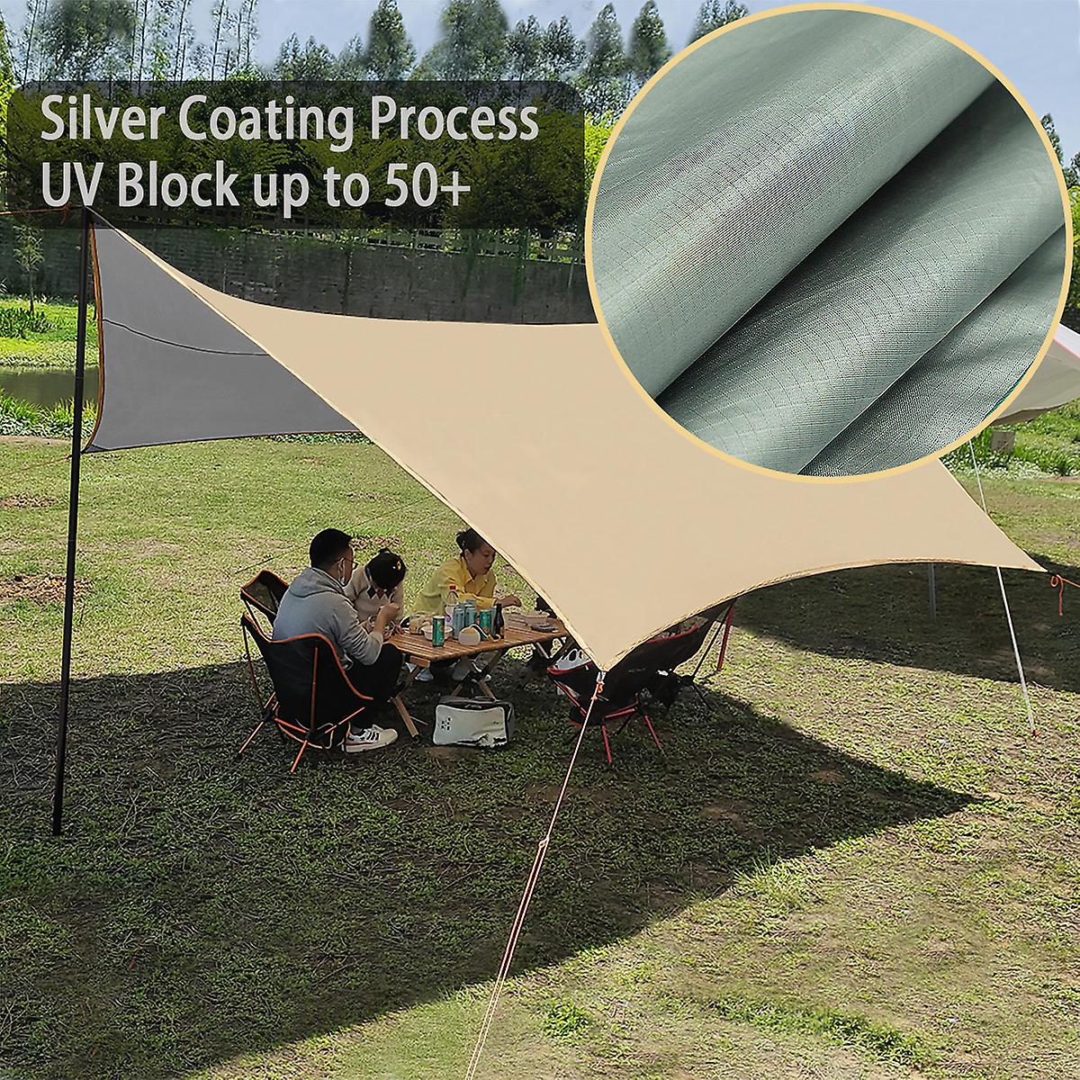 4.5x4.5m Sliver Coating Tarp Waterproof Outdoor Camping Hexagonal ...