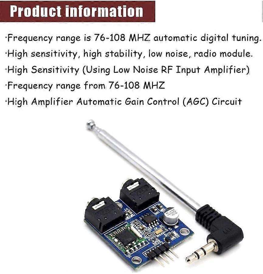 TEA5767 Stereo FM Radio Module with 76-108MHZ Telescopic Antenna for ...
