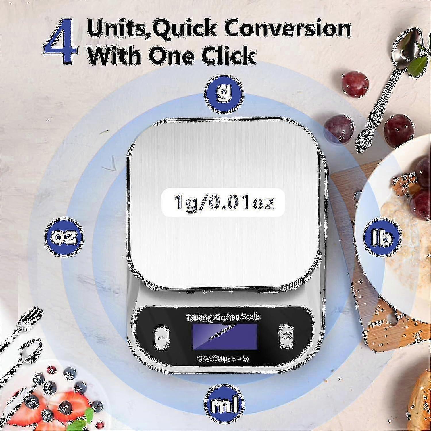 Talking Food Scale, 5kg/11lb Talking Digital Kitchen Scales Weight ...