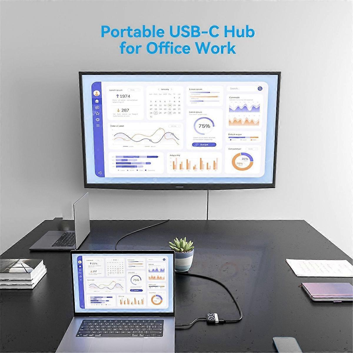 Type-C to -Compatible 3-In-1 Hub Docking Station Switch Base Screen ...