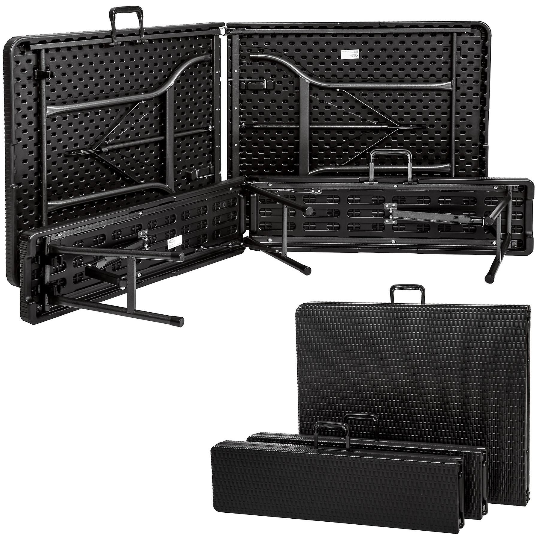tectake Table and bench set - wicker-style camping furniture - black ...