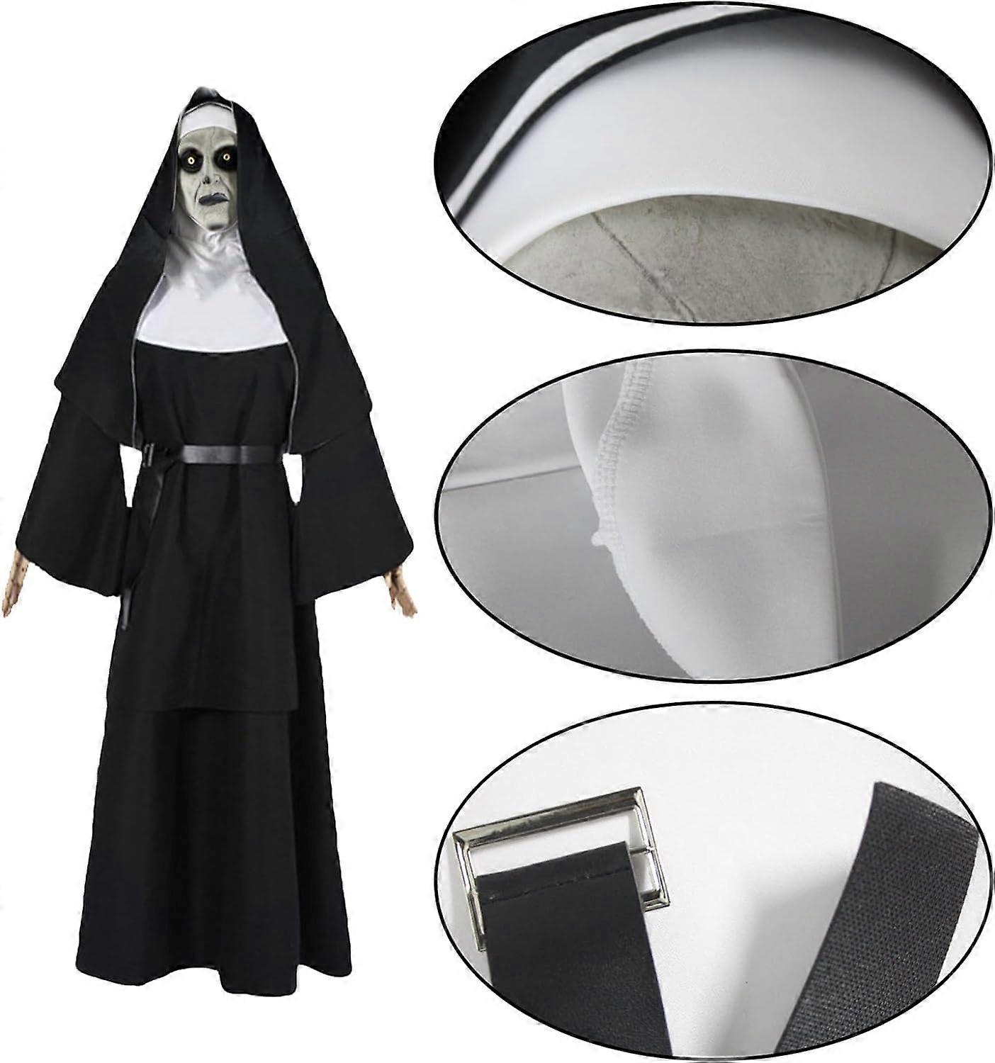 Nun Costume for Women, Nun Dress with Scary Nun Mask, Various Size ...