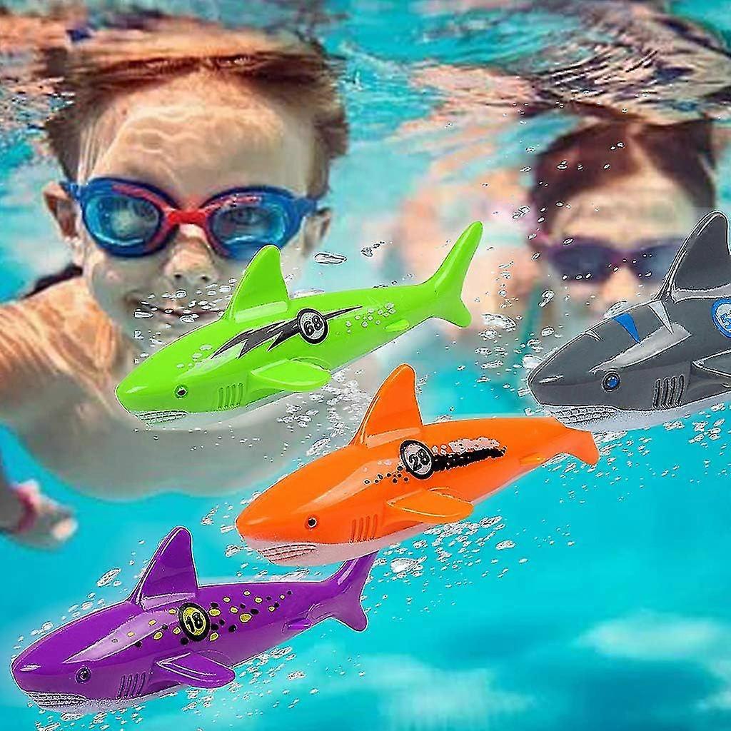 4 Pack Set Pool Toys Diving Torpedo Shark Shape Gliding Torpedo For ...