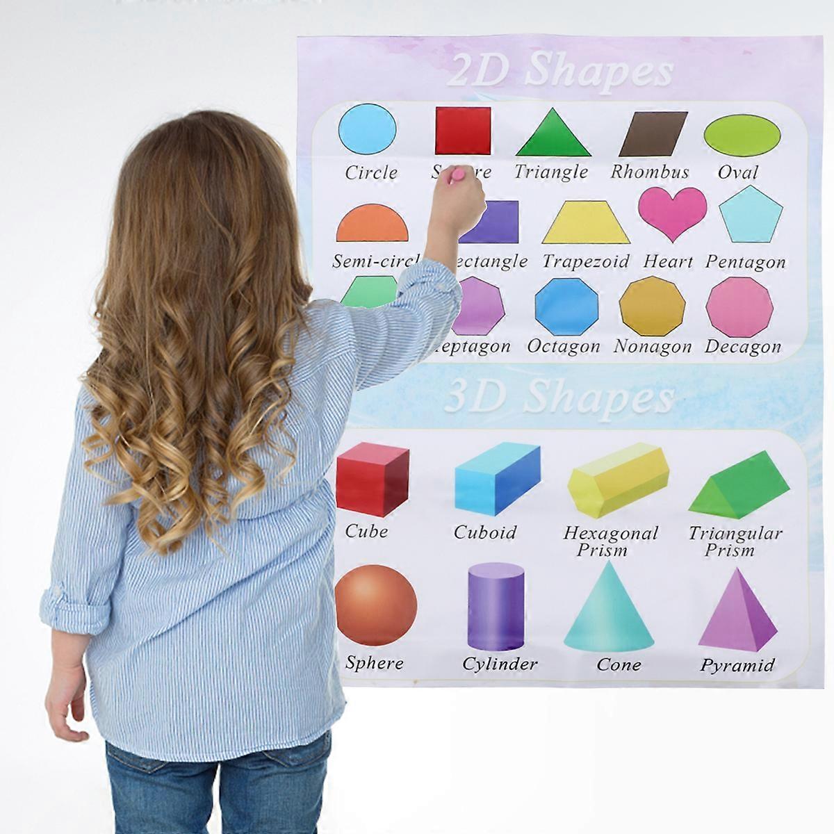 Children Early Education Wall Map Self-adhesive 2D and 3D Shapes Chart ...
