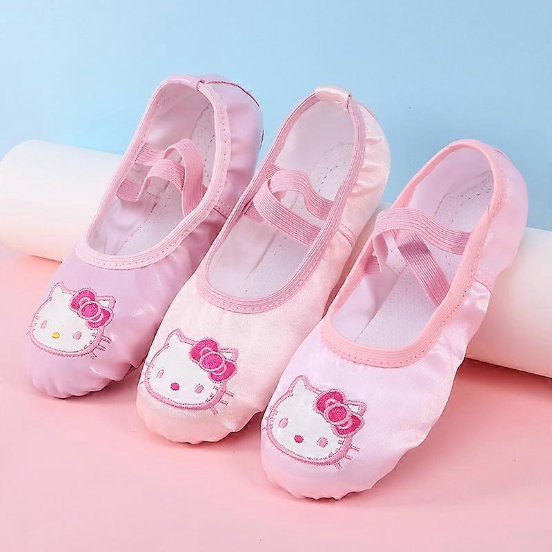 Kawaii Hello Kitty Ballet Shoes Sanrioed Kt Cat Adult Children Dance Shoes Flat Yoga Teacher ...