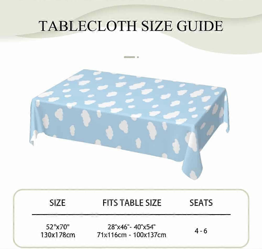 White Clouds on Blue Sky Rectangle Table Cloth Cartoon Weather Nature ...