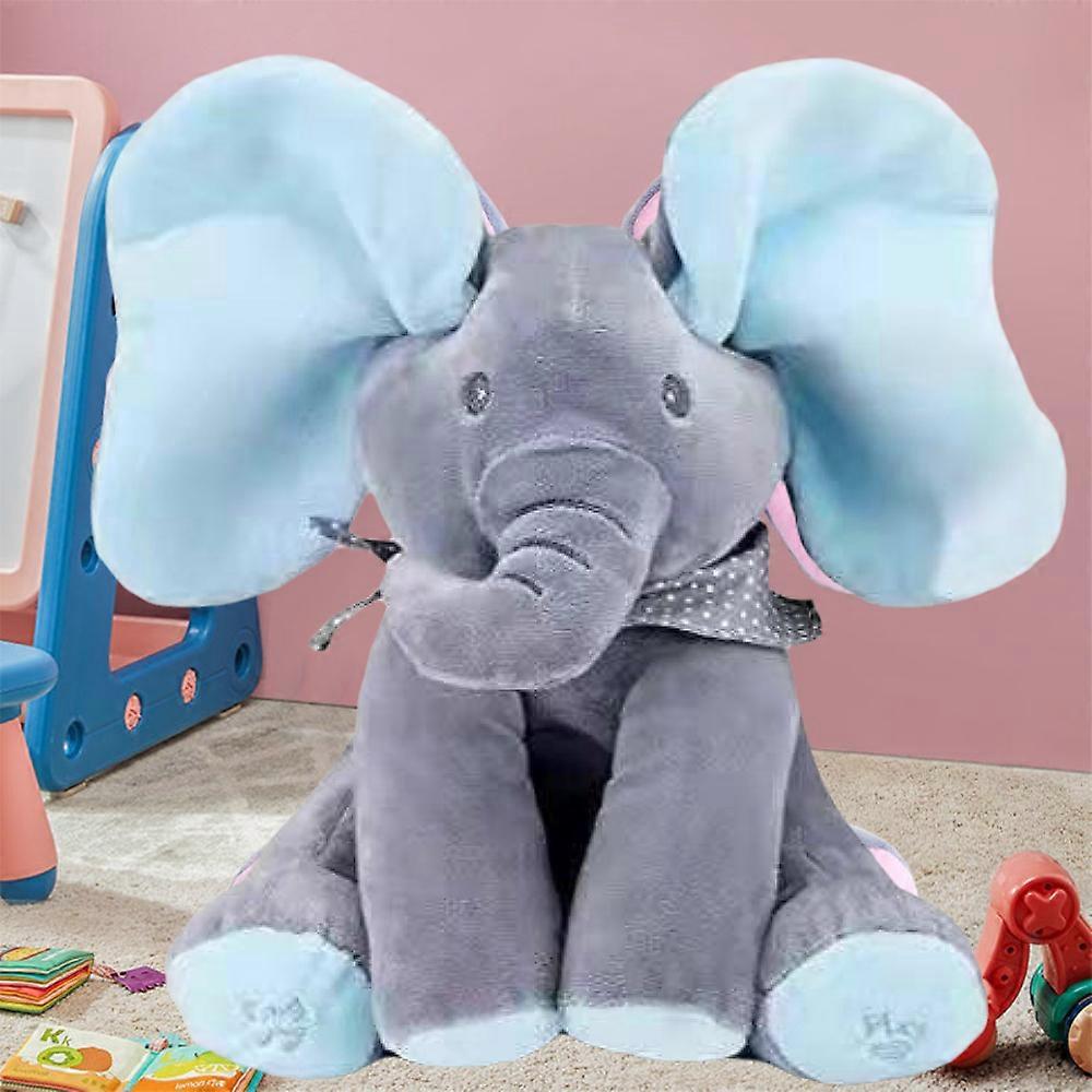 Blue Hide and Seek Singing Elephant Plush Toy, Musical Interactive Toy ...