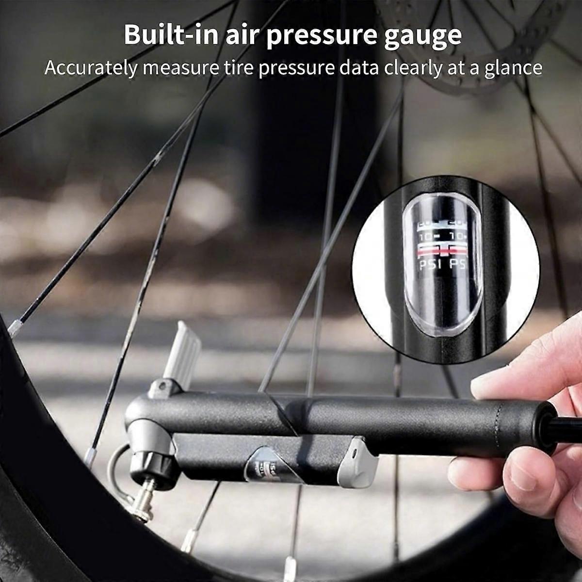 Grundig Portable Bike Pump with Pressure Gauge 80 PSI Lightweight Mini ...