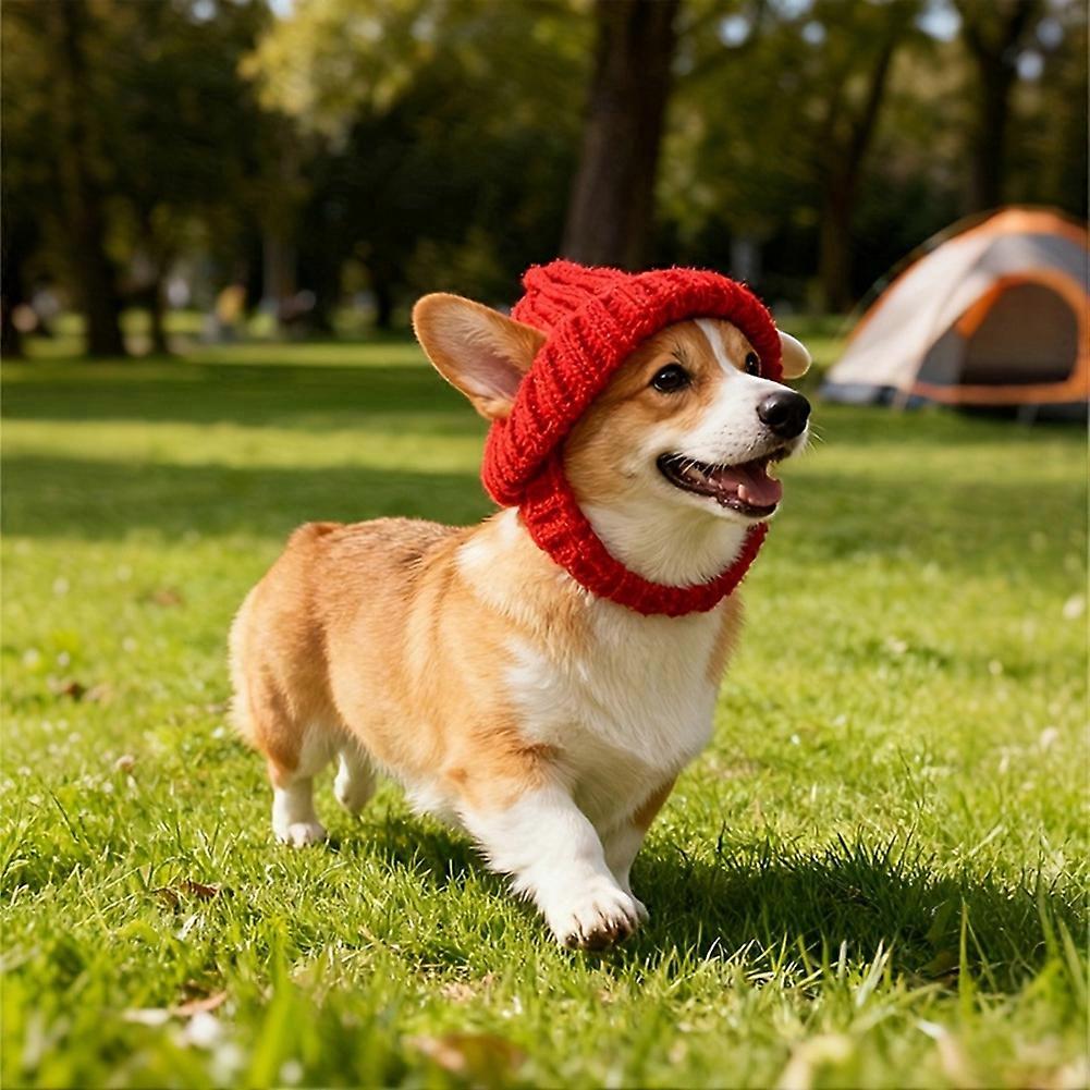 Knit Dog Beanie with Ear Flaps, Warm Pet Hat, Puppy Neck Scarf ...