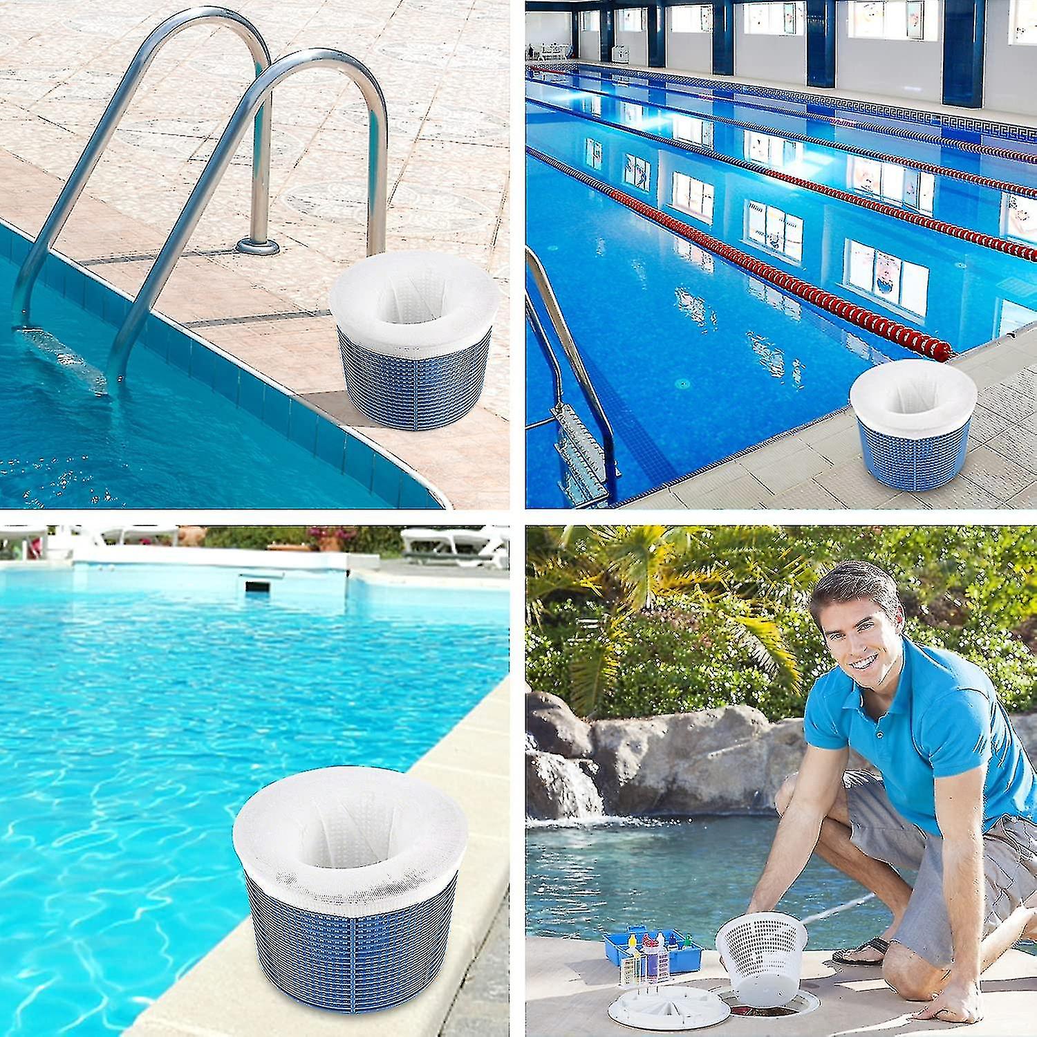 Pool Skimmer Socks, 20 Pack Pool Skimmer Socks, Reusable And Super ...