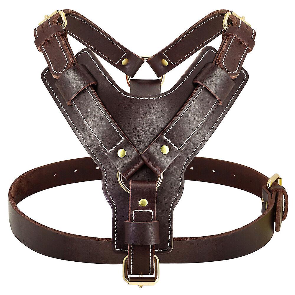 Leather Big Dog Harness Adjustable Training Vest Pitbull Rottweiler ...