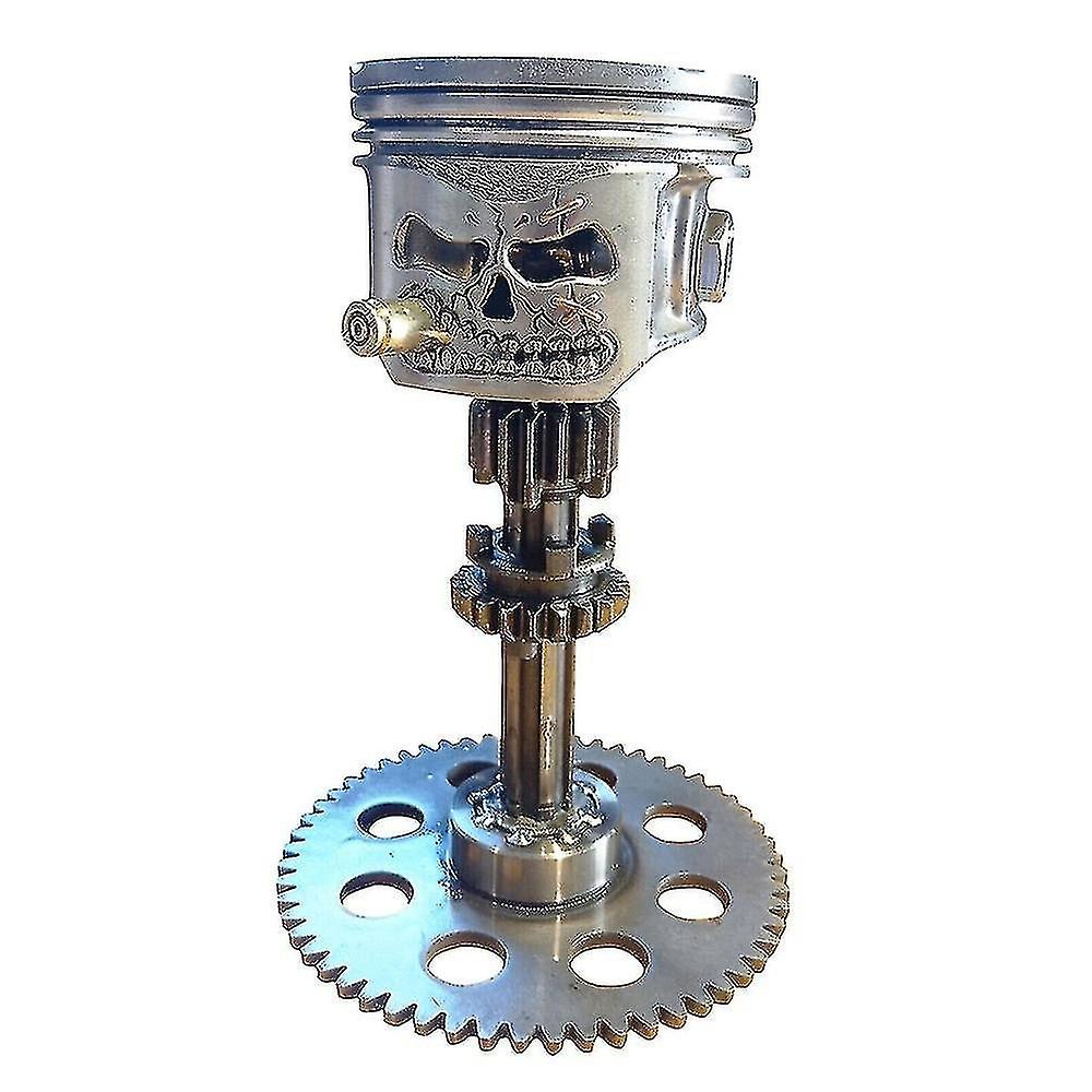 Retro engraving piston skull face sculpture art statue craft funny ...