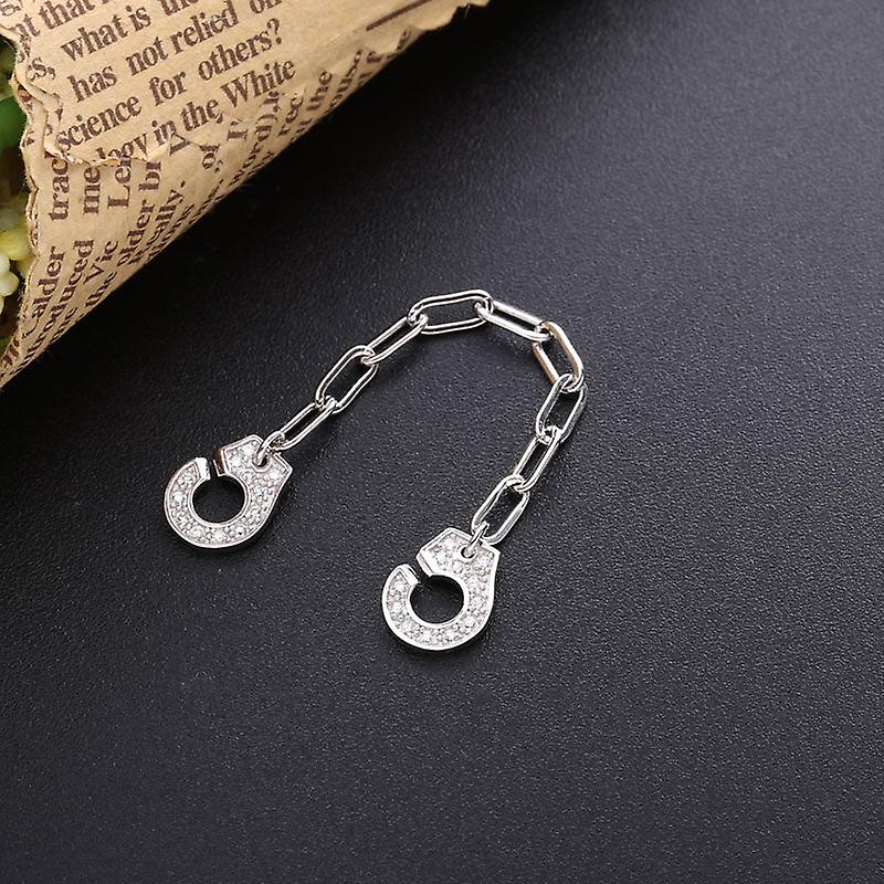 Sterling Silver Handcuff Ring White Paper Clip Chain | Fruugo UK