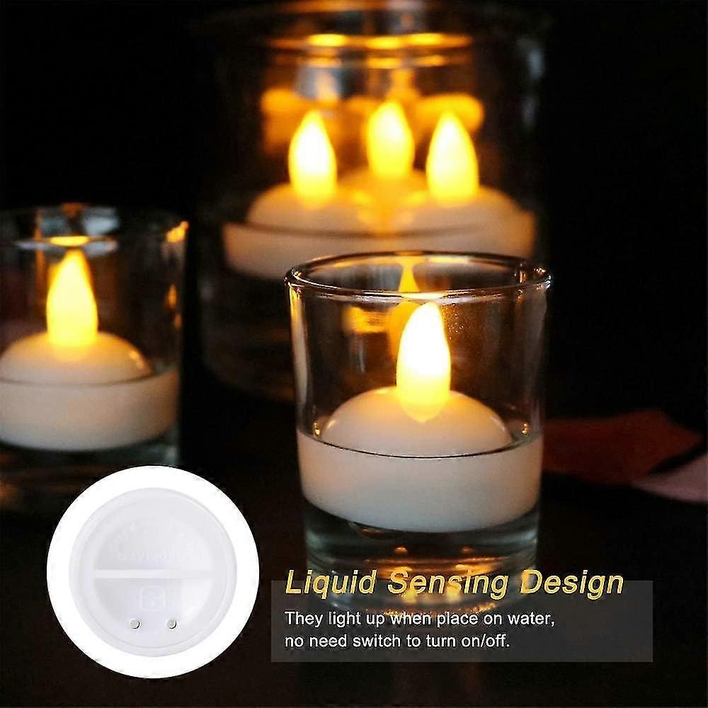 12 LED Flameless Floating Candle, Waterproof Battery Flickering LED Tea ...