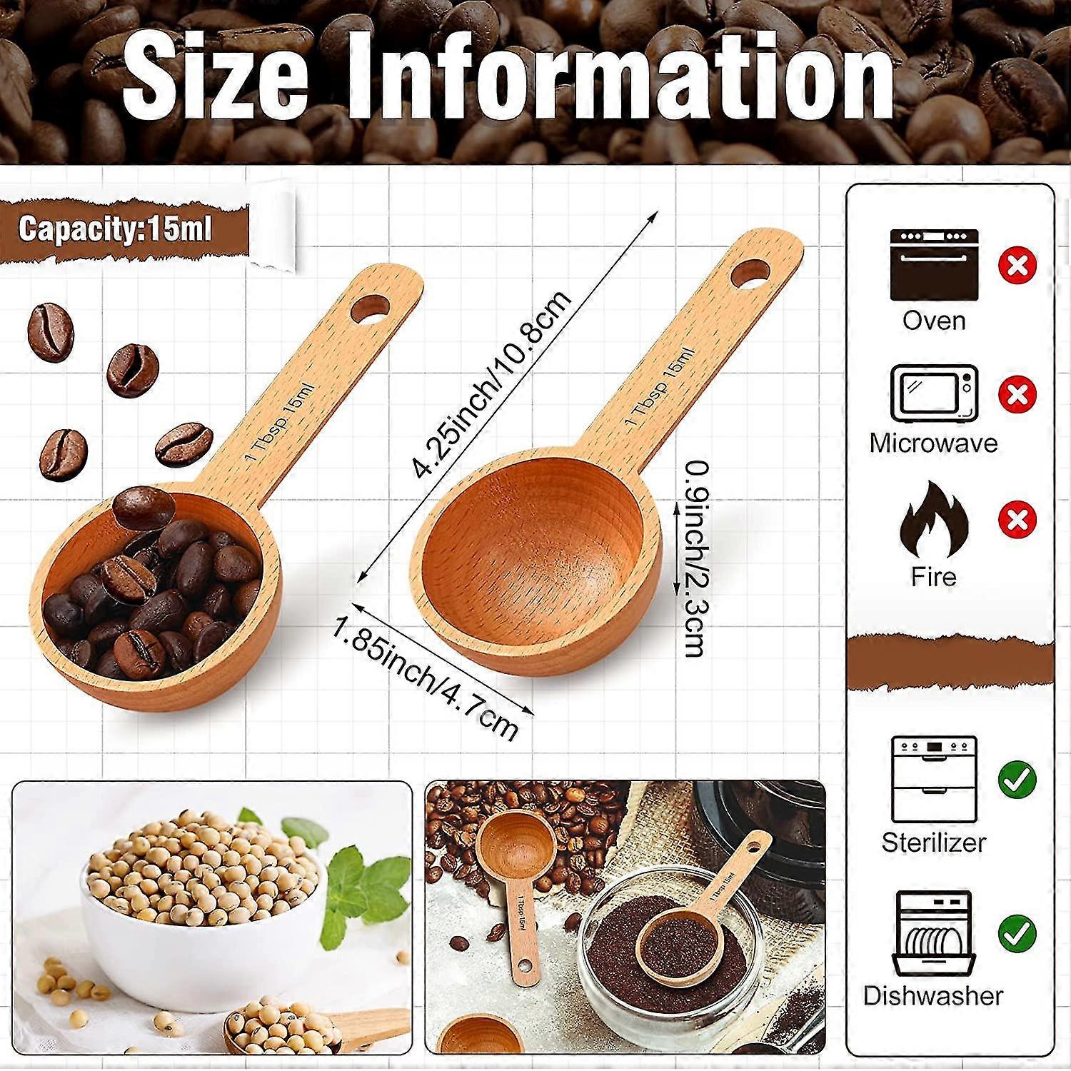 4pcs Wooden Coffee Spoon In Beech, Kitchen Accessories (15 Ml) | Fruugo UK