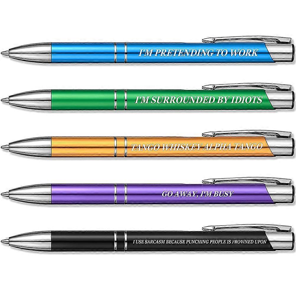 5PCS Funny Pen Set Colored Metal Ballpoint Pen Funny Quotes ...