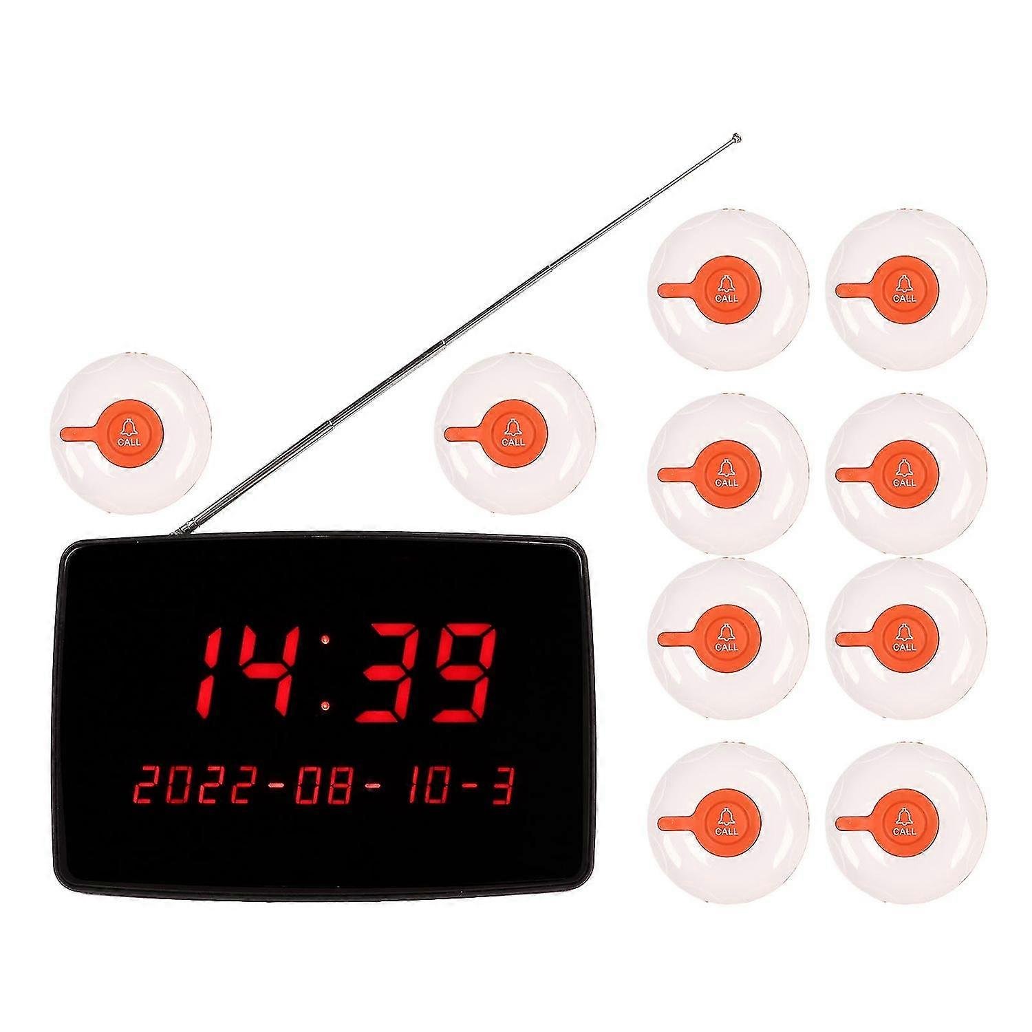 Wireless Calling System 10Pcs Waterproof Call Buttons 1 Display ...