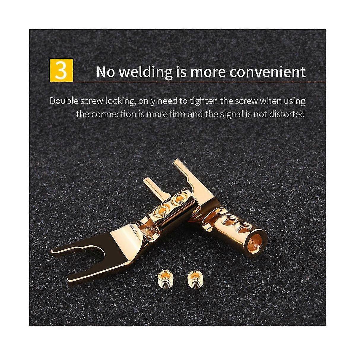 8PCS HIFI Banana Y Spade Y Gold Plated Pure Copper Screw Fork HiFi ...