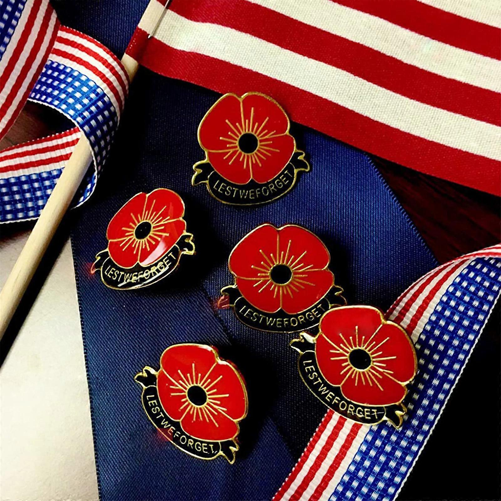 Poppy Brooch Pin Lest We Forget Flower Broach for Remembrance Day ...