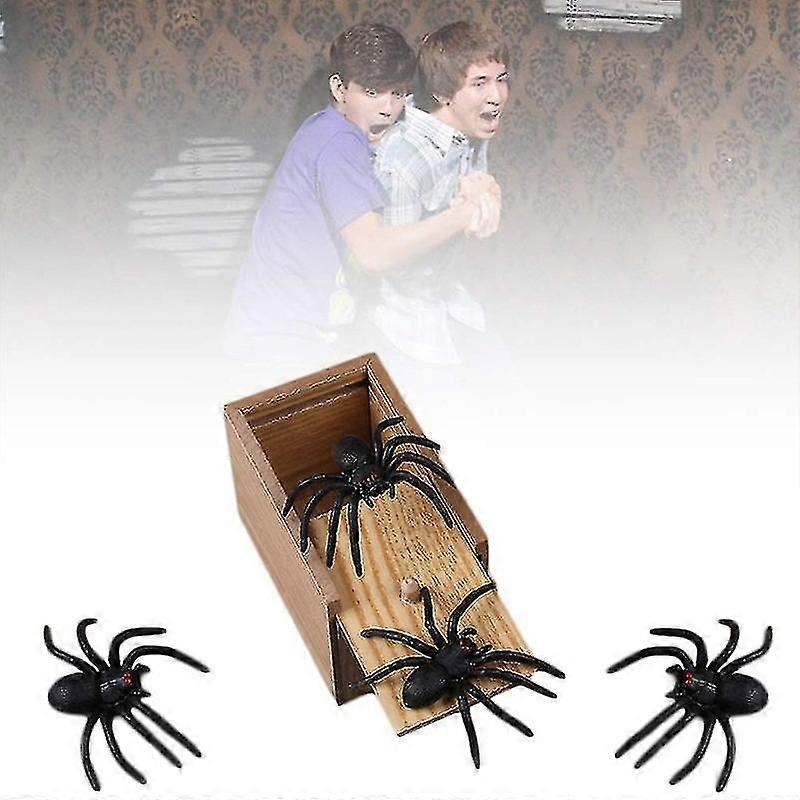Wooden Prank Trick Practical Joke Home Office Scare Toy Box Gag Spider ...