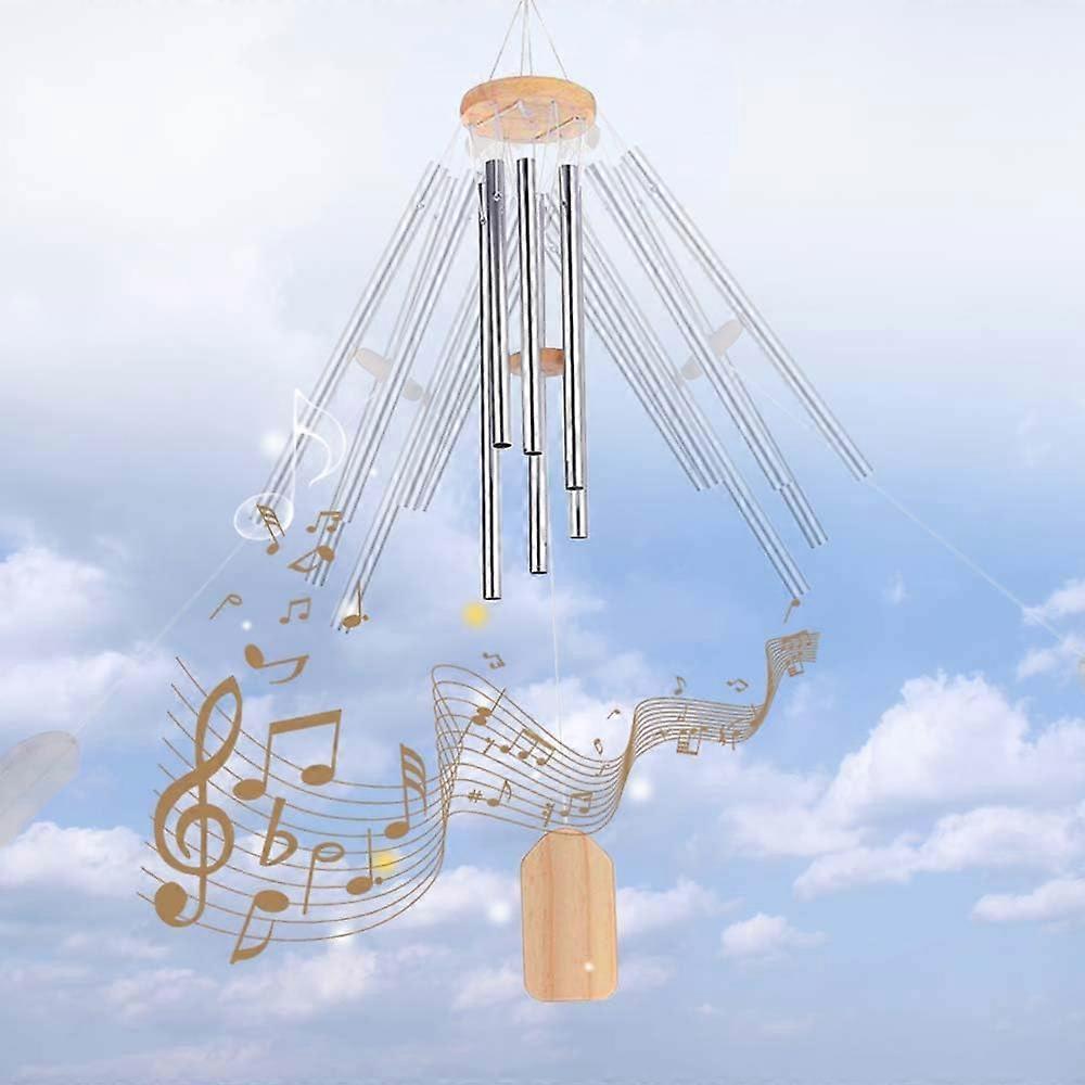 Wind Chimes Outdoor, with 6 Aluminum Tubes Wooden Wind Bell Memorial ...