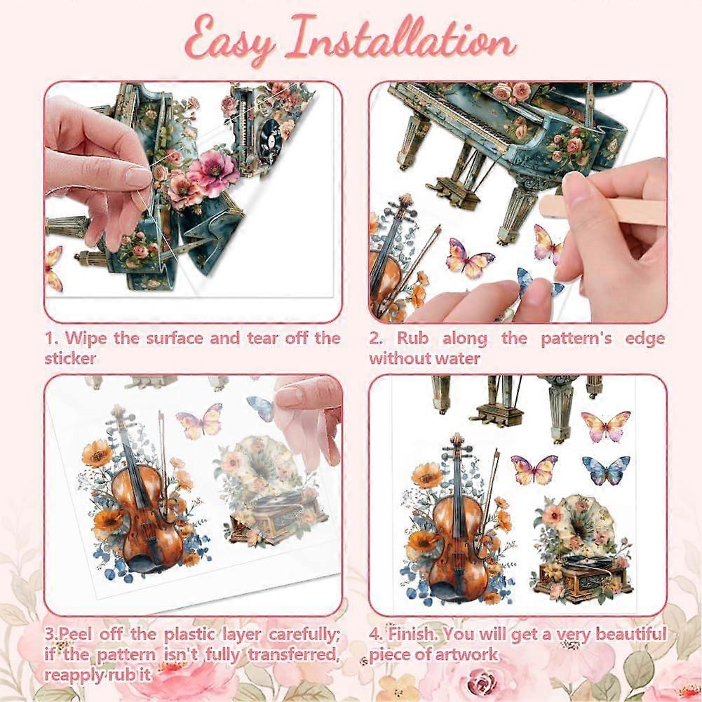 Rub on Transfer Decals for Furniture Crafts 6"x12" 3Pcs Musical ...