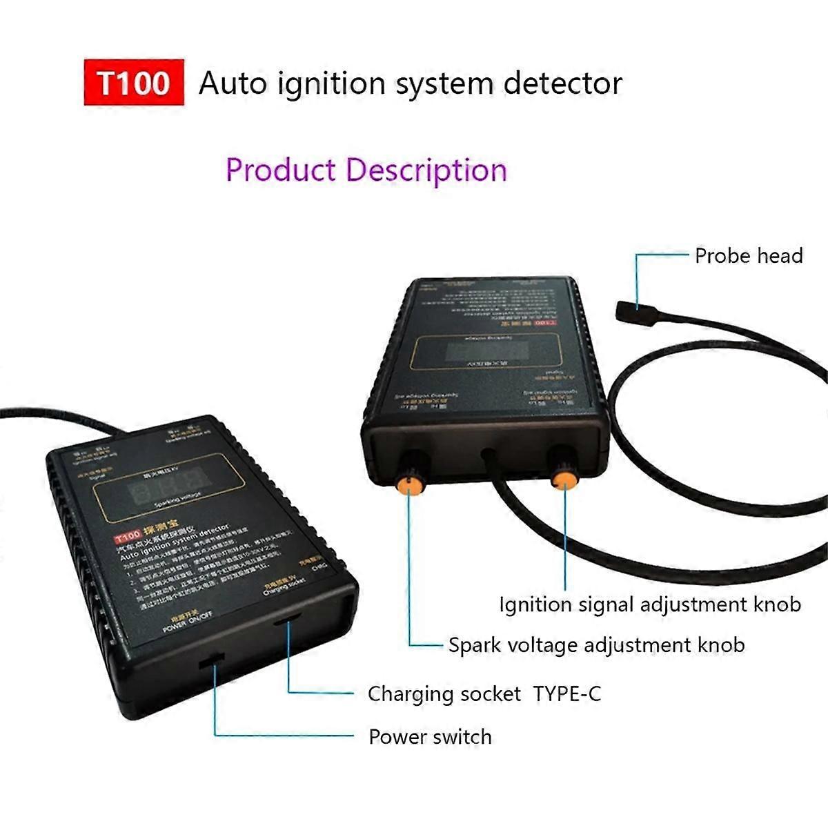 T100 Auto Ignition System Detector for 12V 24V Ignition System to Test ...