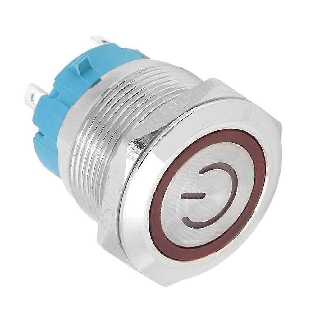 2Pcs 22mm Metal Push Button Switch Flat Head Momentary 4 Pin with Power ...