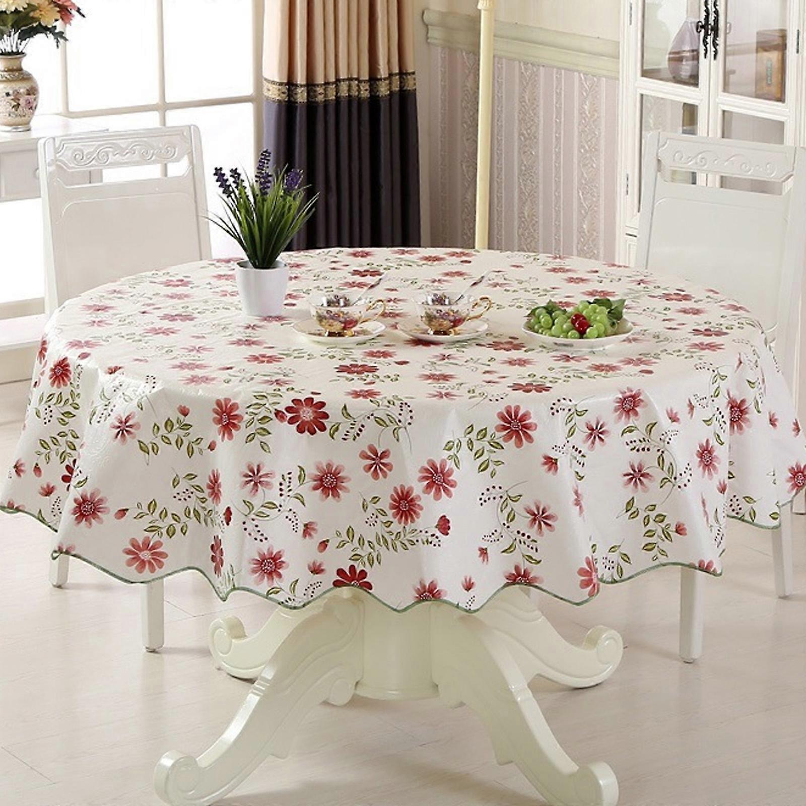 Elegant European Style PVC Tablecloth Round Table Cover Oilproof and ...