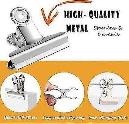 6 Pack Bulldog Metal Clips, 75mm Bulldog Clip, Large Metal Hinge Clips ...