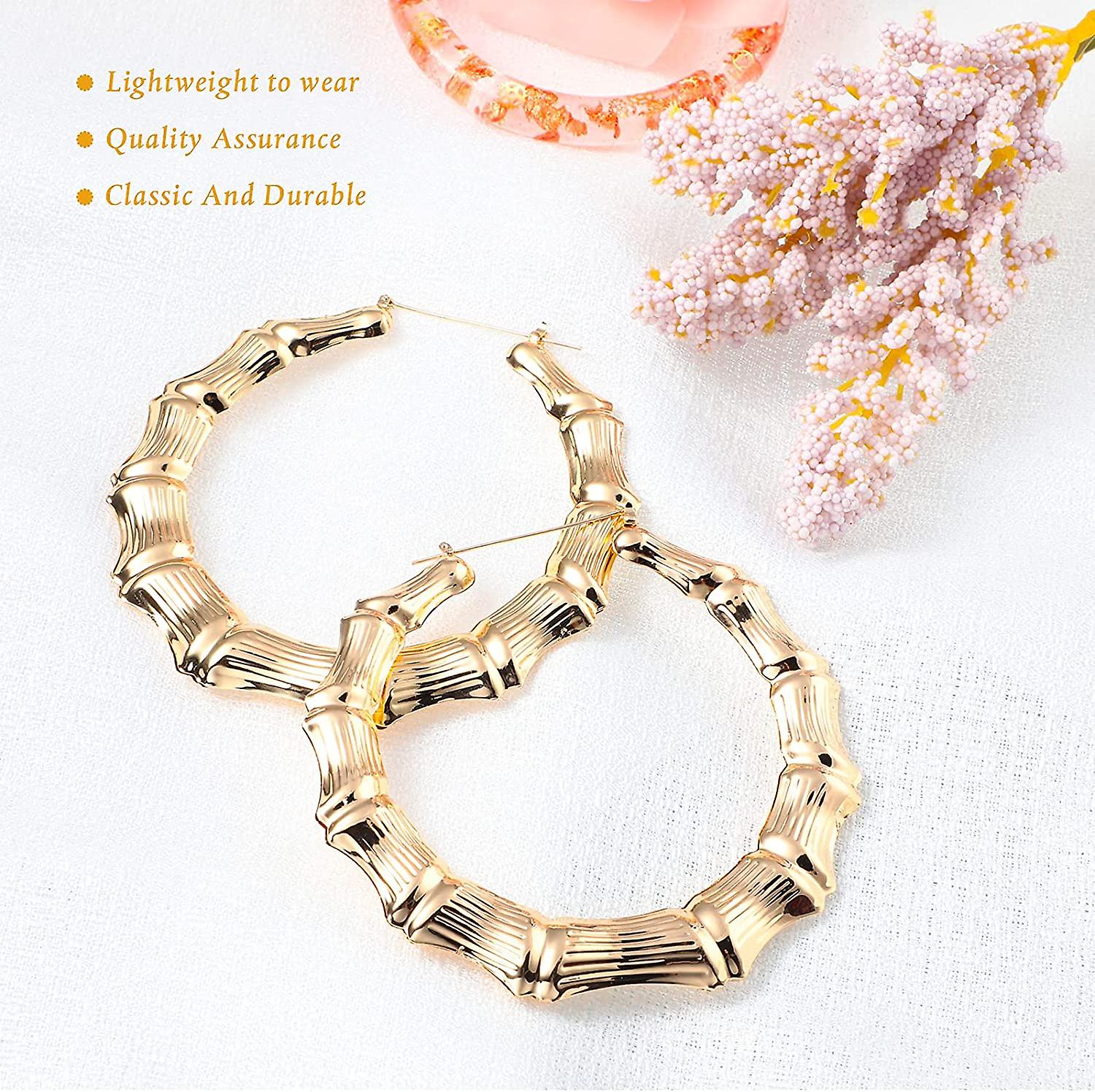Large Bamboo Hoop Earrings Hip Hop Woman Bamboo Hoop Earrings Oversized ...