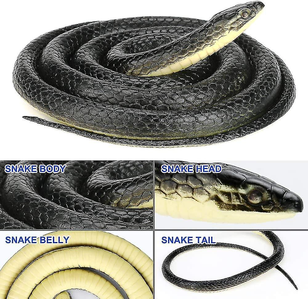 Large Rubber Snake, Realistic Rubber Scary Snake Toy, Fake Large Black ...