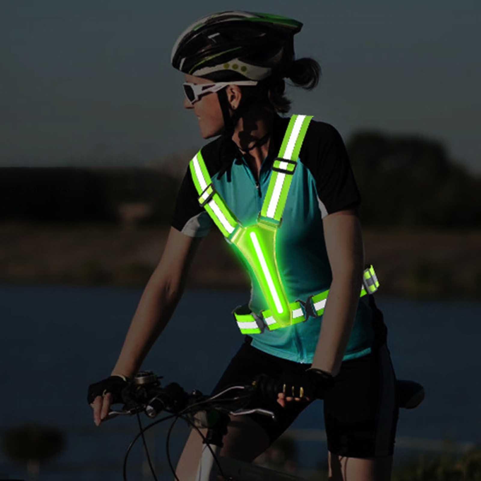 Led Reflective Vest For Safety Adjustable Double-side Led Strips 3 ...