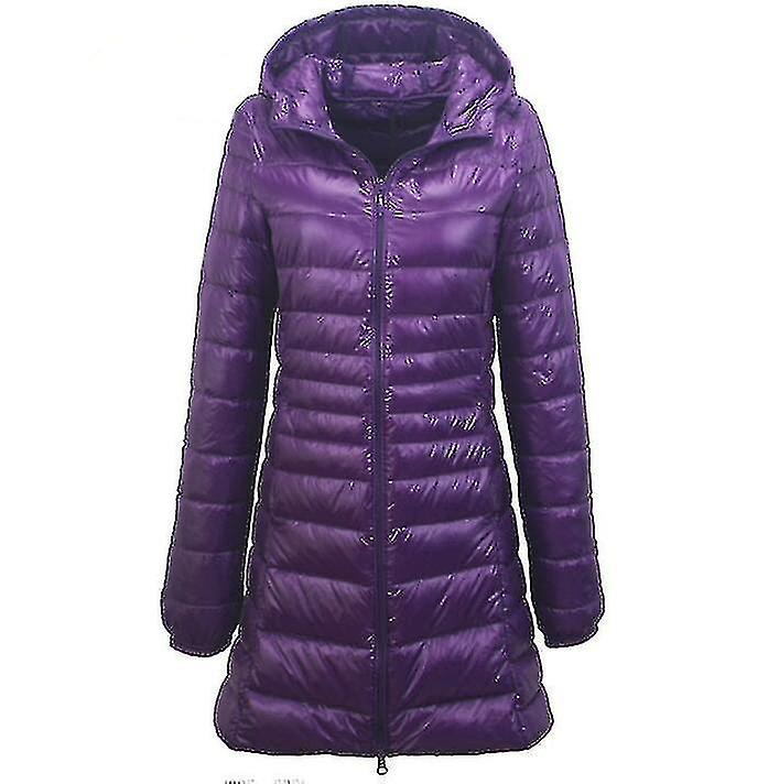 Women"s Lightweight Packable Hooded Puffer Jacket Long Coat,purple ...